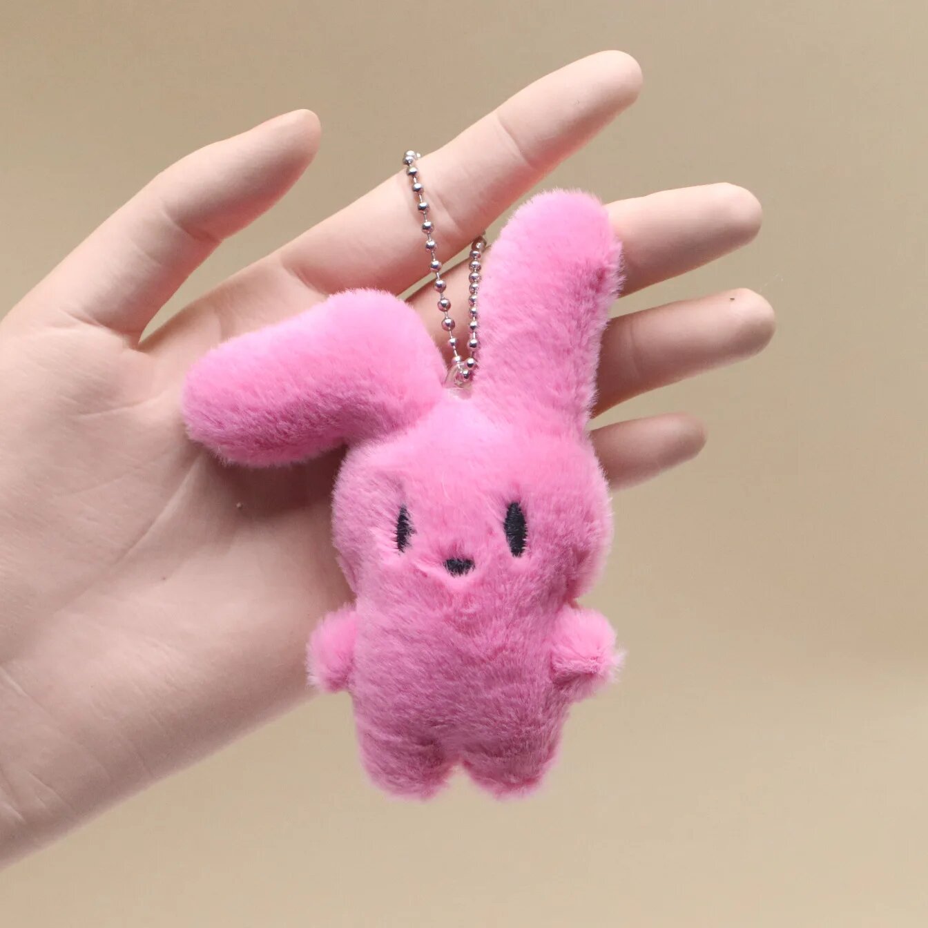 Розовый плюшевый брелок кролик Kawaii