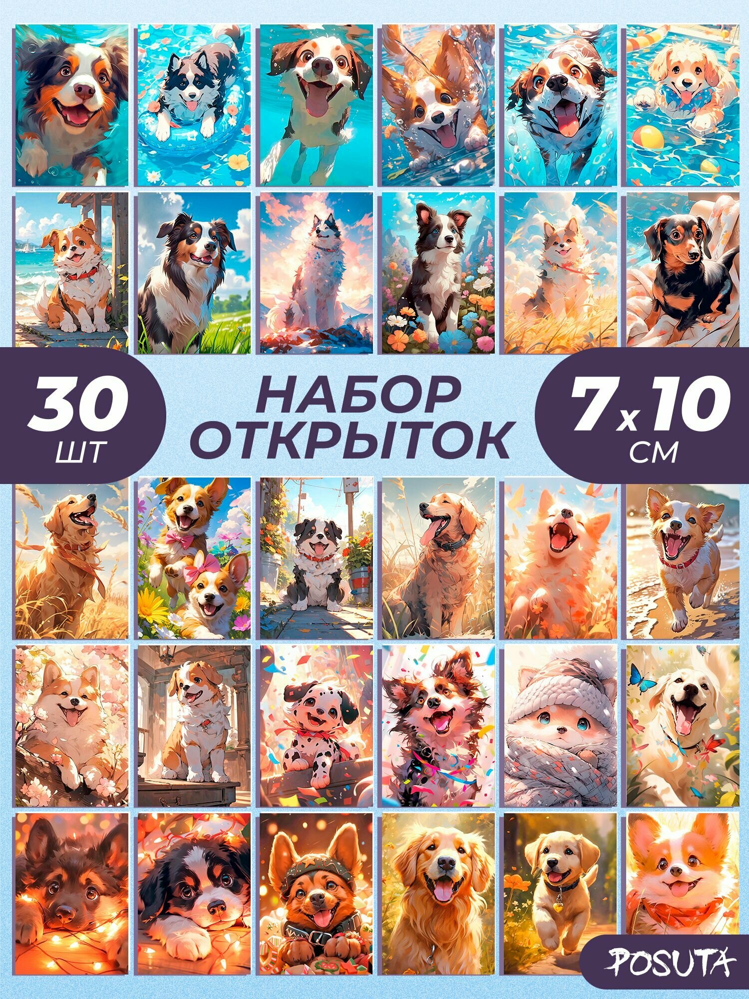 Набор открыток собачки