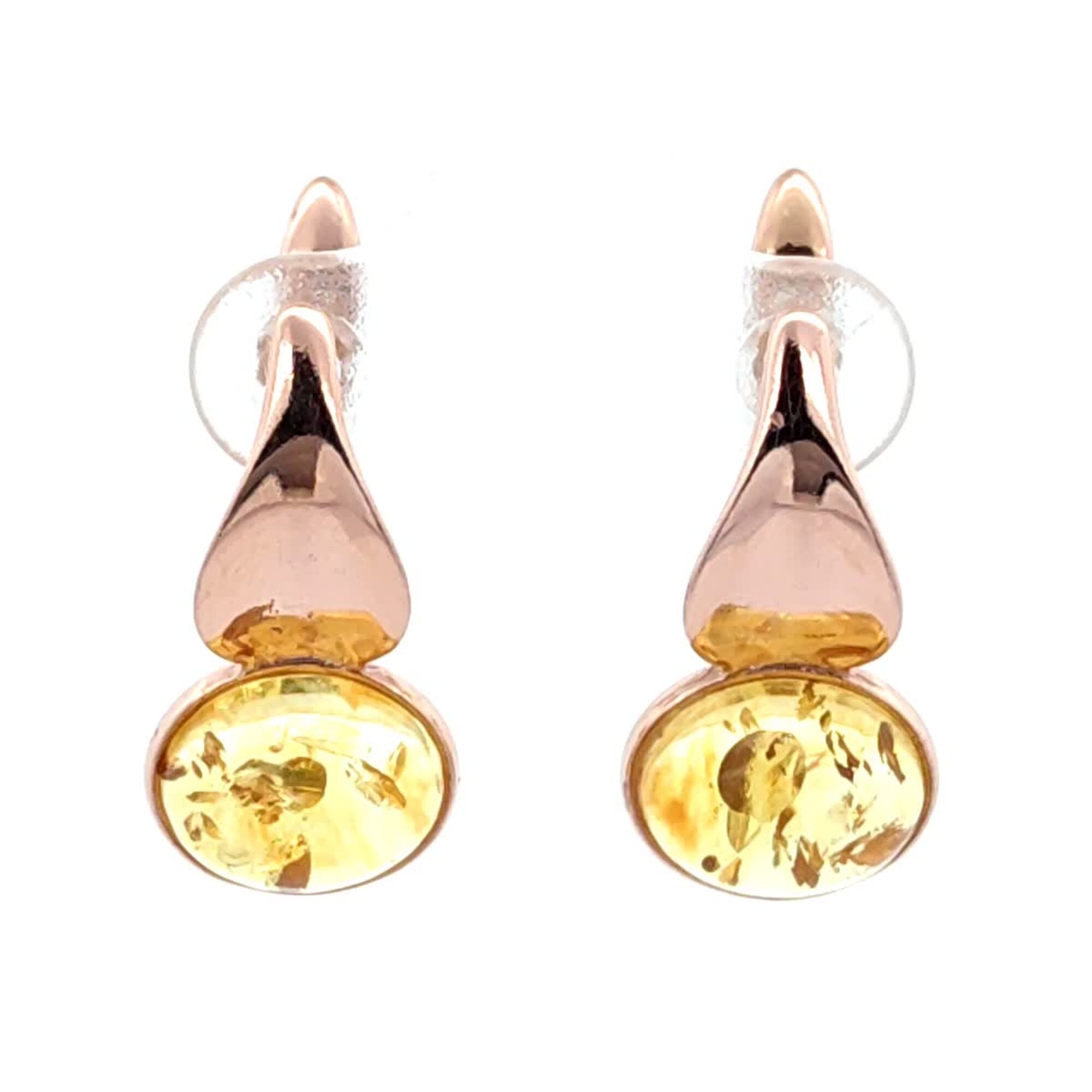 Серьги, серебро, 925 проба, золочение, янтарь