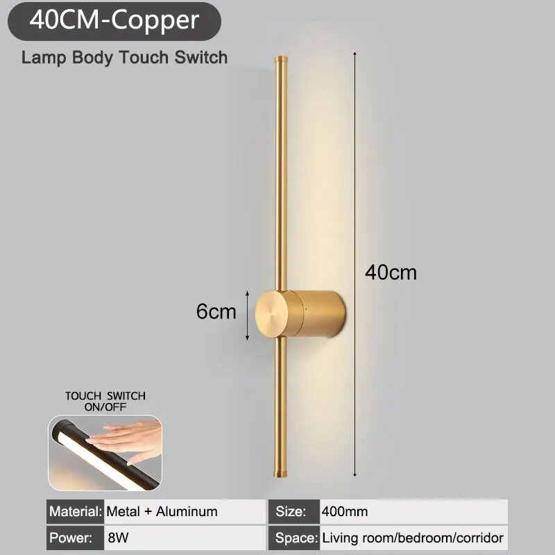 Настенные светильники KELIBORL, сенсорные, медные, Warm White, Touch Copper 40cm