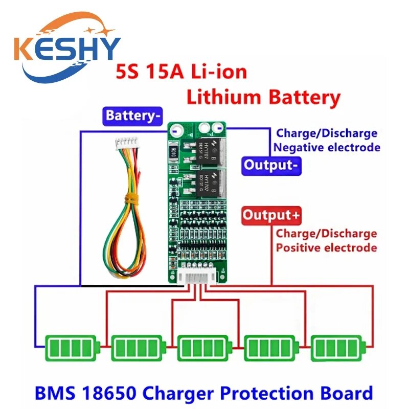 5S 15A литий-ионная батарея BMS 18650 модуль зарядного устройства защитная плата 18 В 21 В схема защиты ячейки зарядная плата