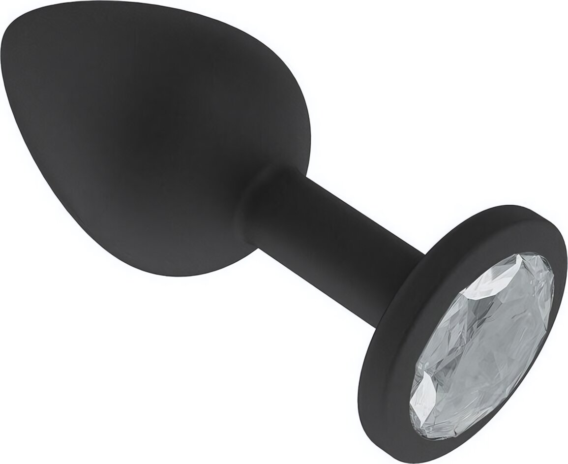 Пробка анальная силиконовая с кристаллом, 7,2 см, черная, коллекция "Silicone Collection" ONJOY