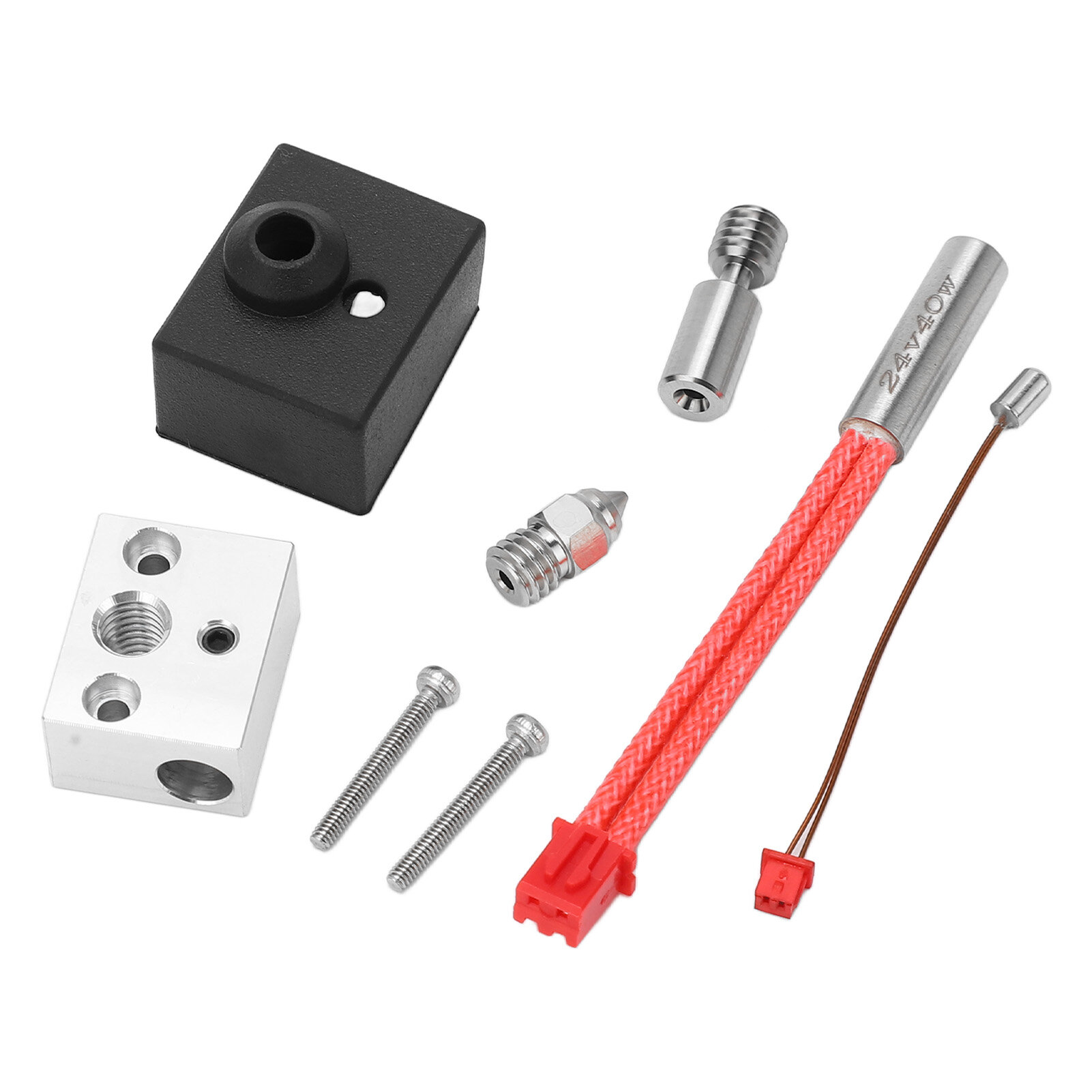 Комплект нагревательных элементов для 3D-принтера, 300°C, 24 В, 40 Вт, нагревательный стержень, блок нагревательного элемента, трубка для нагревательного элемента с соплом 0,4 мм и силиконовым рукавом
