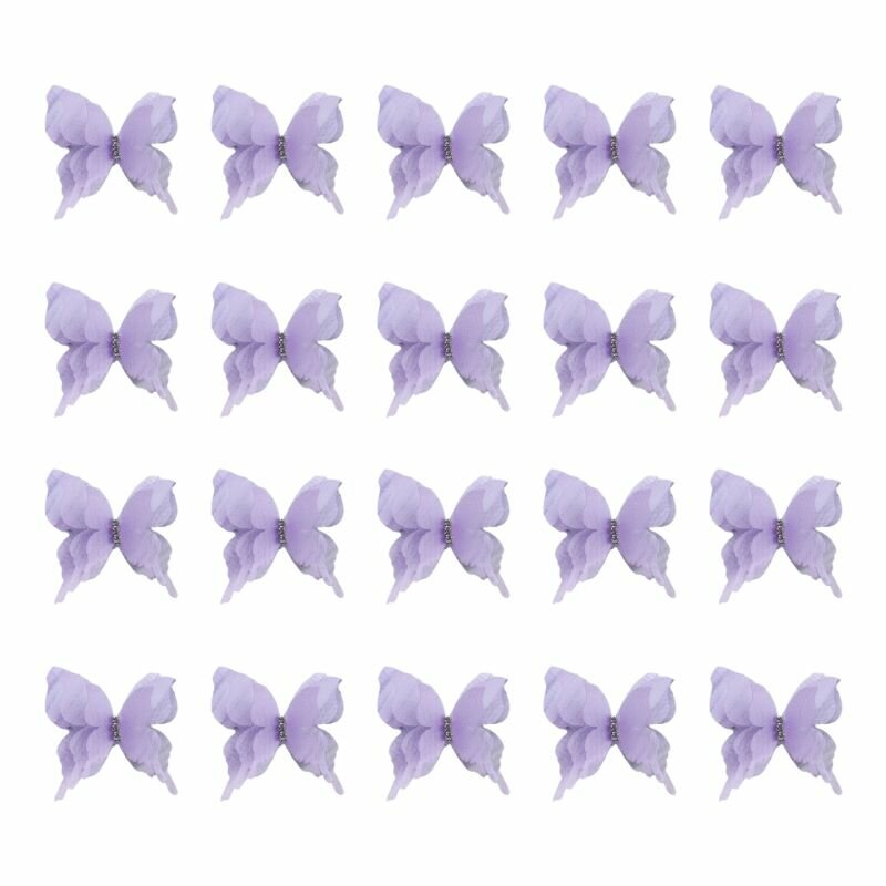 20 шт. тканевые аппликации бабочки с камнями для декора одежды, Фиолетовый