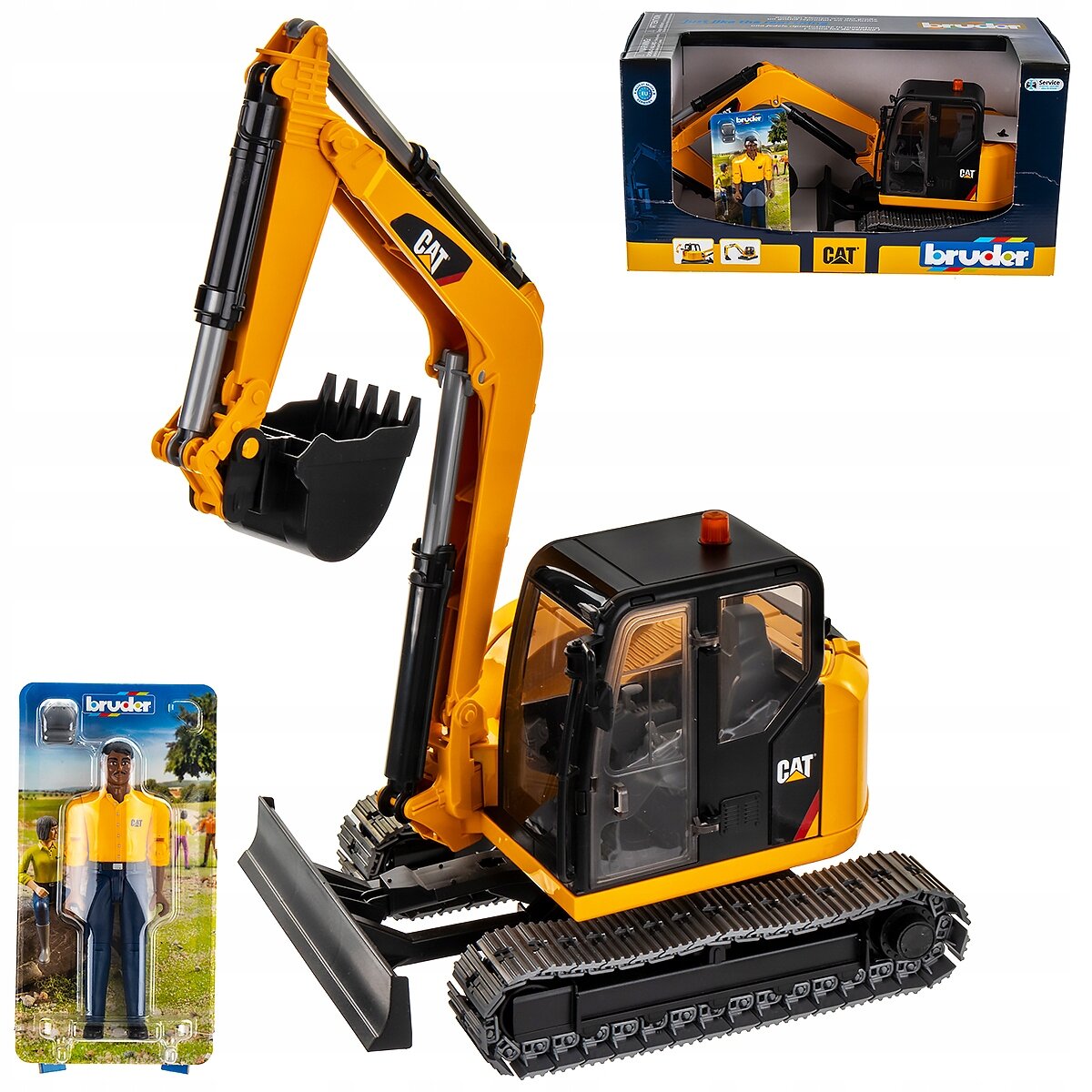 Игрушечный транспорт Bruder - Мини-экскаватор CAT с фигуркой - Брудер 02466