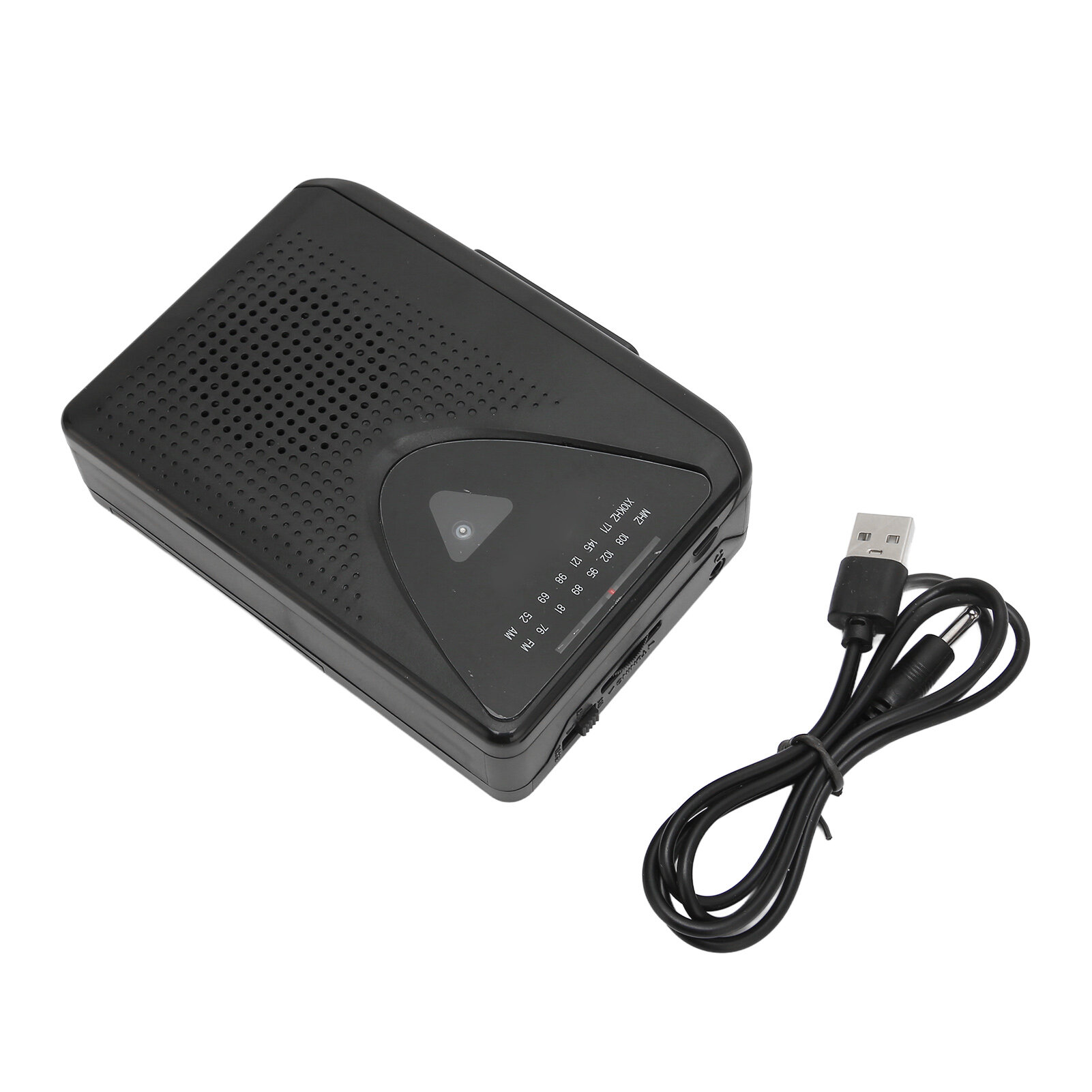 Cassette Player Retro Stereo 2 Charging Methods Portable Tape with Clear Speaker for Indoor Outdoor Black