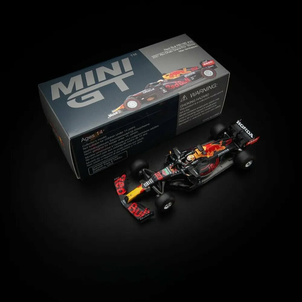 Машинка MINI GT 1/64 #835 Red Bull RB16B #33 Max Verstappen 2021 Abu Dhabi Grand Prix Winner Alloy Car Model Collection Gift
