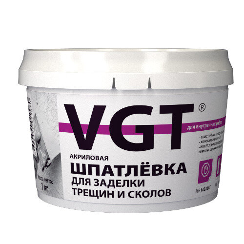 VGT Шпатлёвка для заделки трещин и сколов для внутренних работ 1 кг