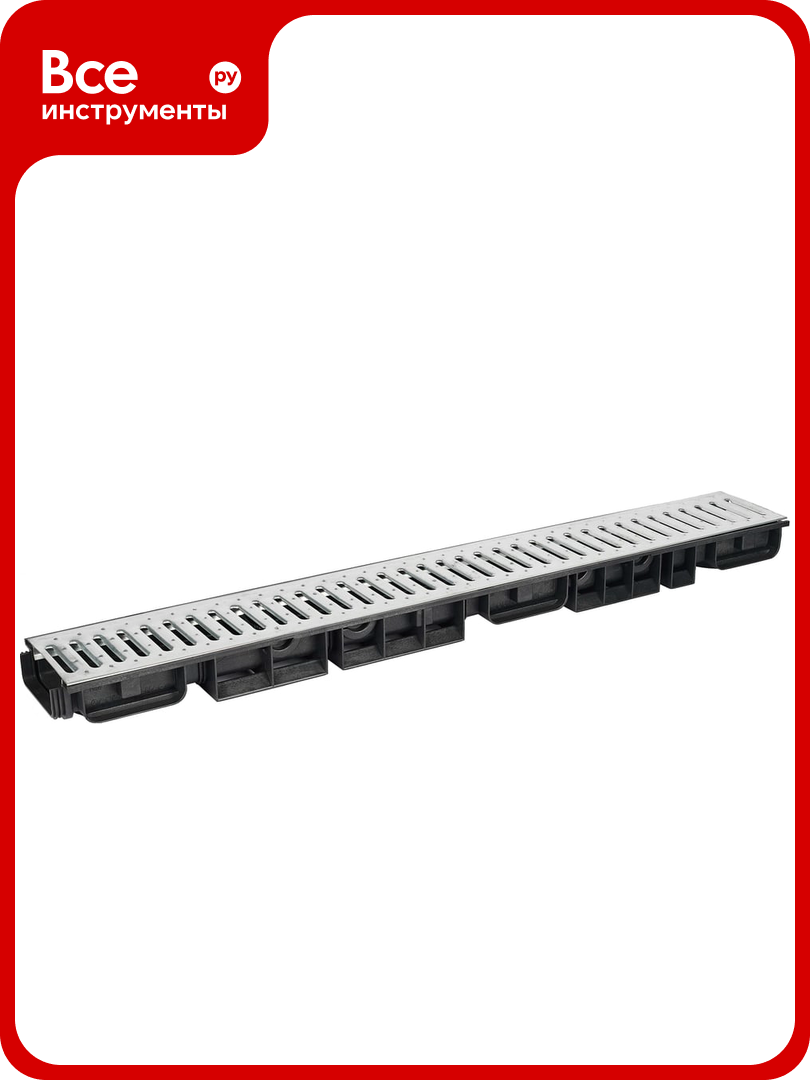 Лоток водоотводный пластиковый AQUADRENAG ЛВП Classic AQD DN100 H58 с решеткой штампованной оцинкованной Q1058-OН для эффективного отвода