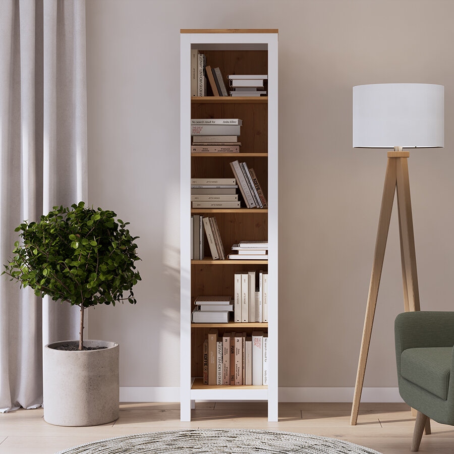 Стеллаж малый Хемнэс/Кымор, 48х197х36 см, белый/светло-коричневый
