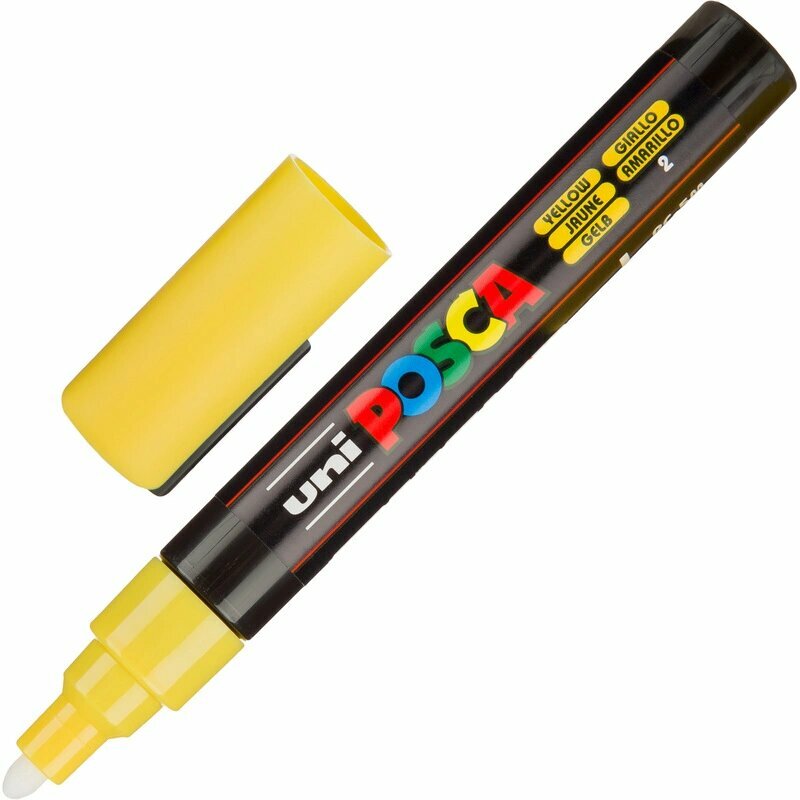 Маркер акриловый POSCA PC-5M, желтый, 1.8 - 2.5 мм 71186