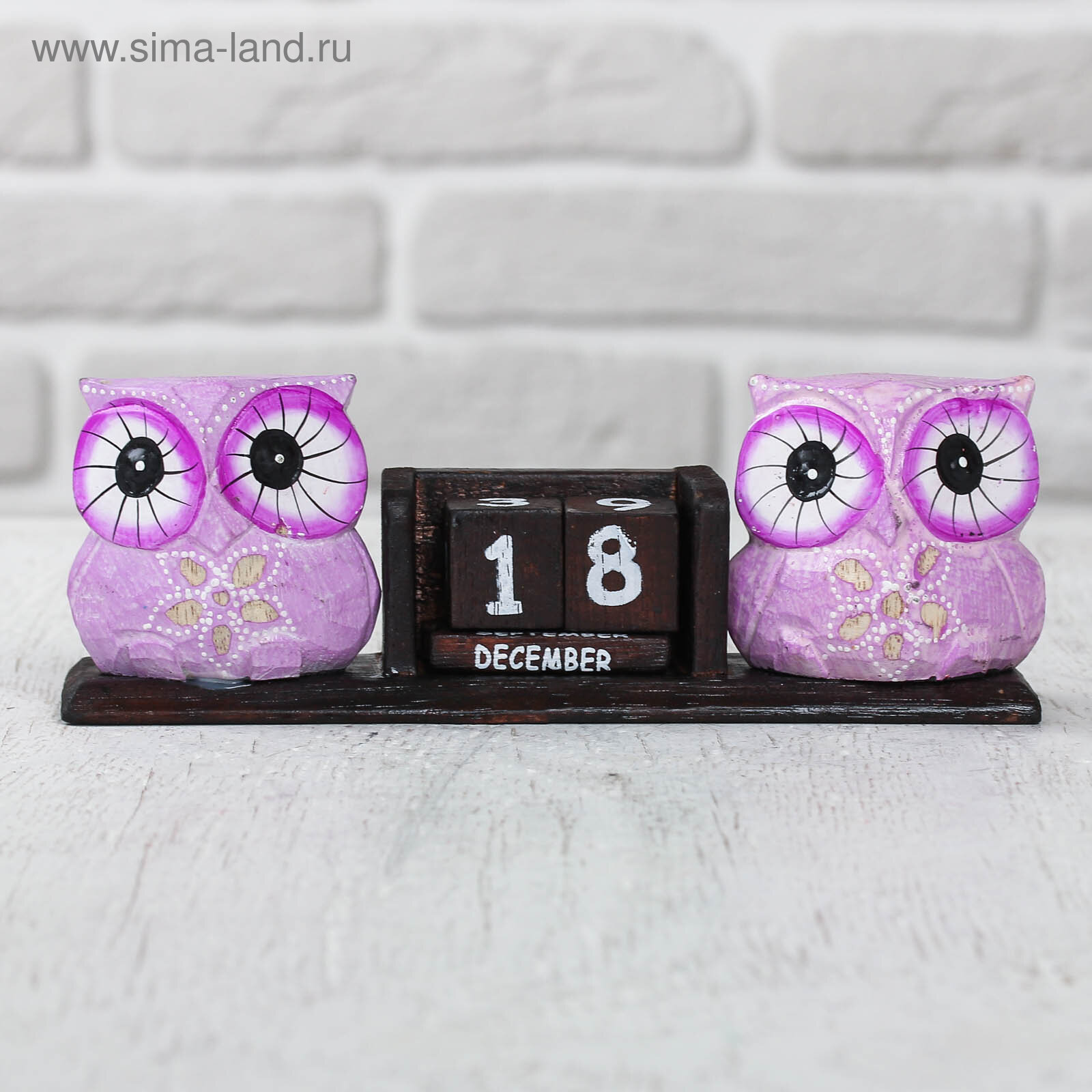 Деревянный календарь «Совы», 20×5×7 см, микс