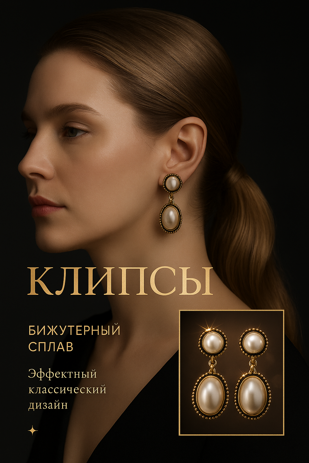 Серьги клипсы, пластик