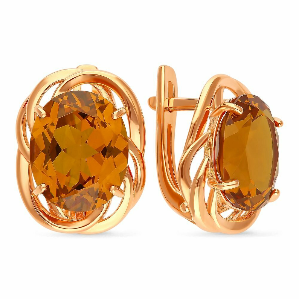 Серьги, красное золото, 585 проба, султанит