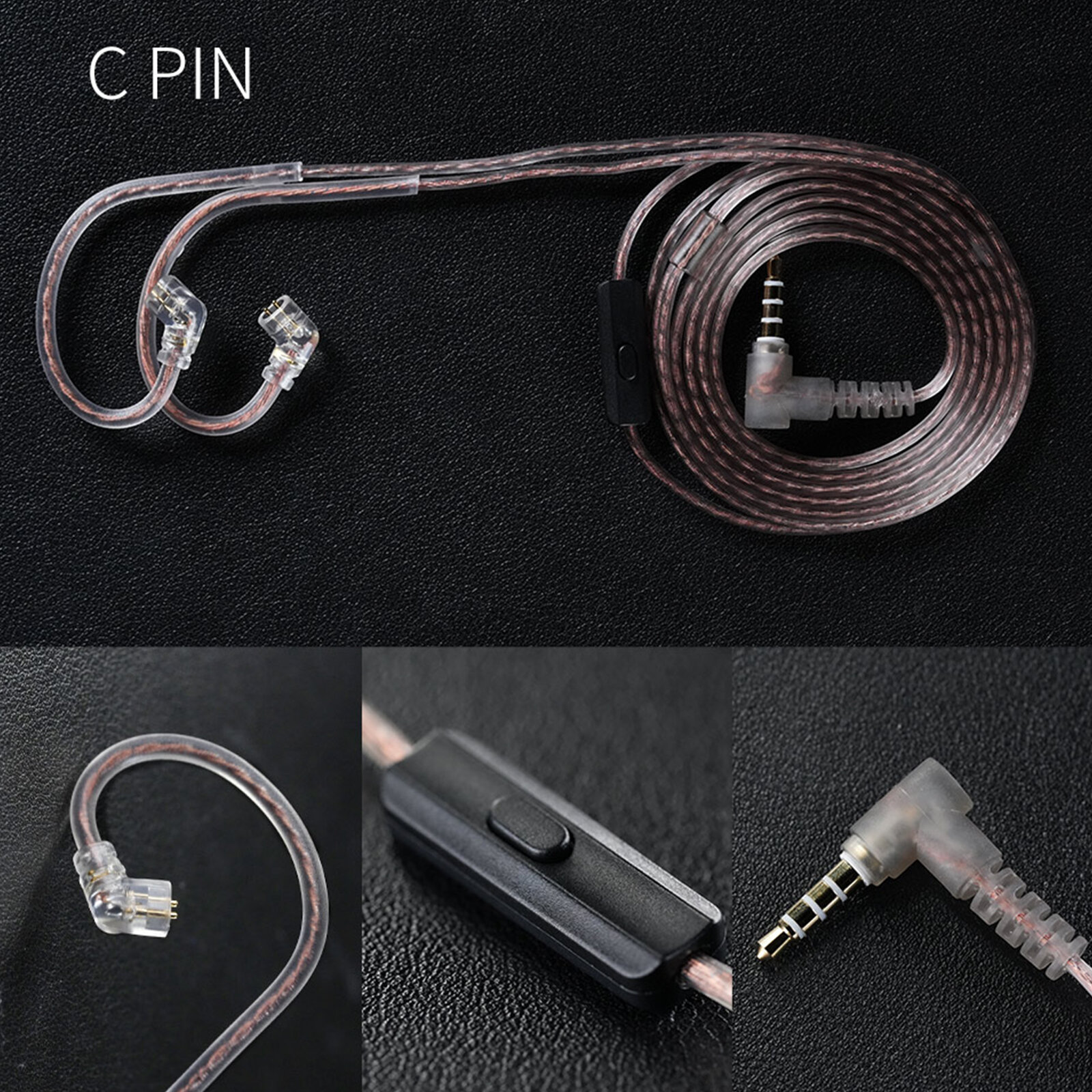 KZ OFC HiFi сменный кабель для наушников 0,75 мм позолоченный прозрачный черный C-контактный линейный контроль с микрофоном для ZSN/ZSN PRO/ZS10 PRO/AS16/AS12