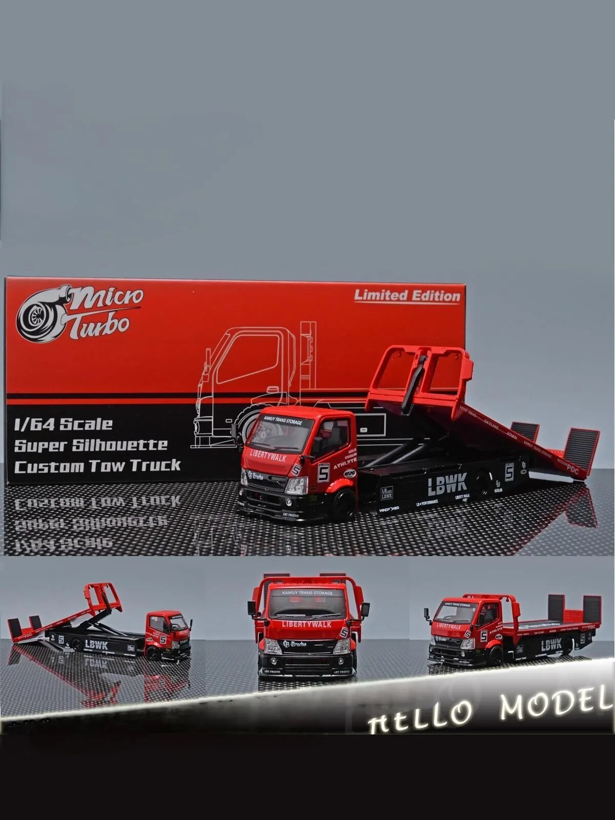 Машинка MicroTurbo MT 1/64 Silhouette No. 5 LB Custom Tow Truck Die-cast Alloy Car Model Collection Display Gift