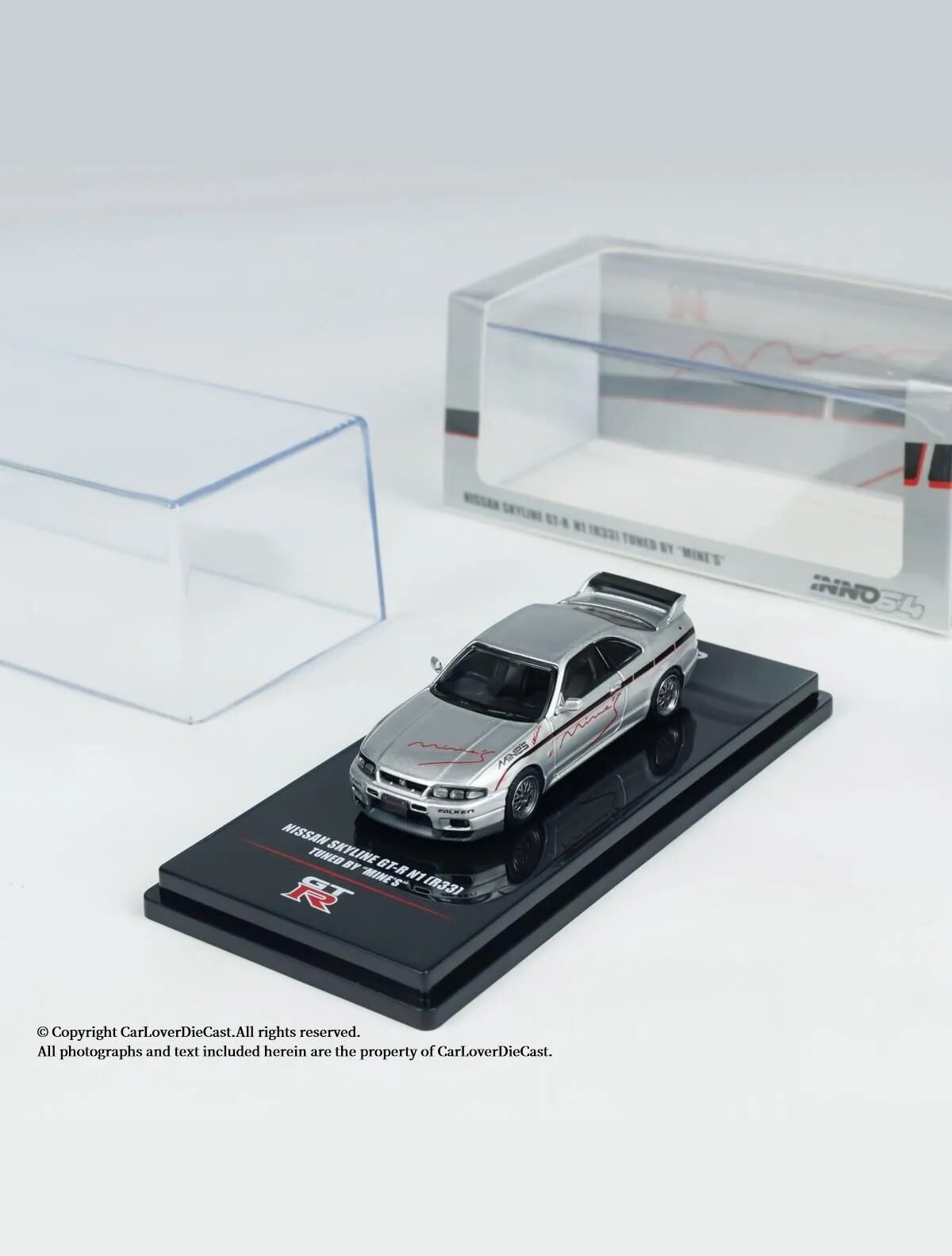 Машинка INNO 1/64 NISSAN SKYLINE GT-R (R33) Tuned by Mines Silver Die-cast Alloy Car Model Collection Gift