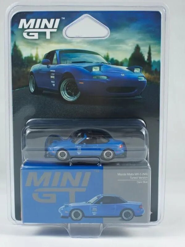 Машинка MINI GT 1/64 #1069 Mazda Miata MX-5 (NA) Tuned Version Dark Blue Blister Packaging Die-cast Alloy Car Model Collection Gift