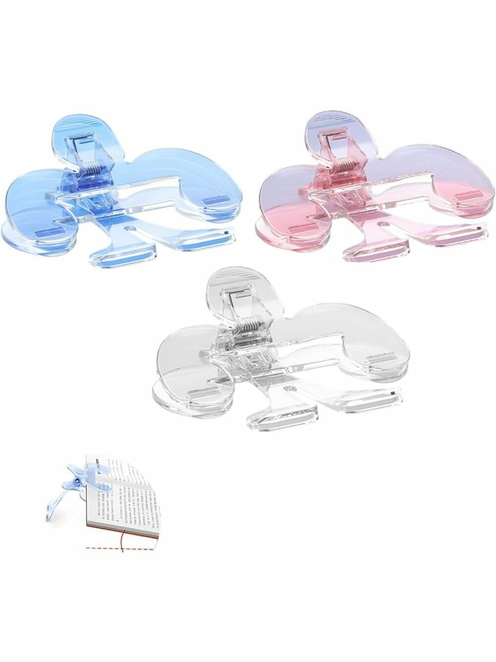 Прозрачный нескользящий зажим для фиксации книжных страниц с функцией поддержки, портативные школьные принадлежности для чтения