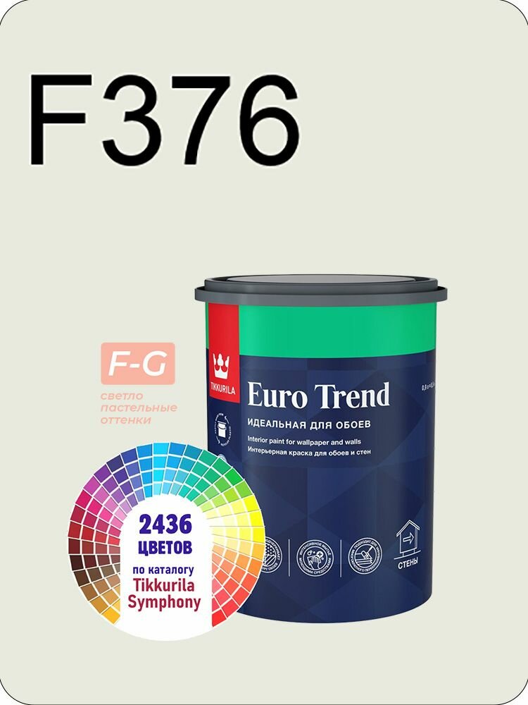 Краска для обоев Tikkurila Euro Trend 0,9л. светло-пастельные оттенки F376