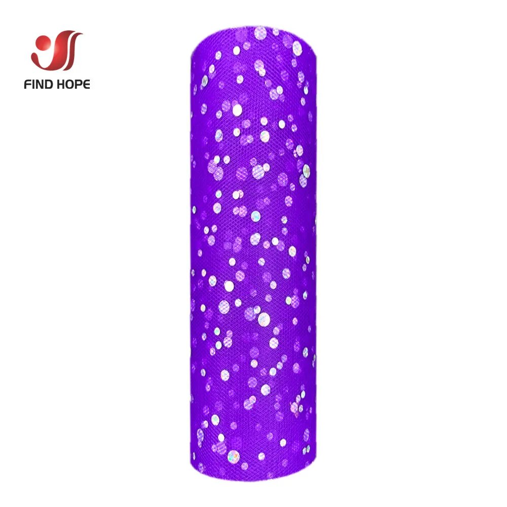 Радужный блестящий тюль 6 дюймов x 10 ярдов с пайетками Glitter Purple