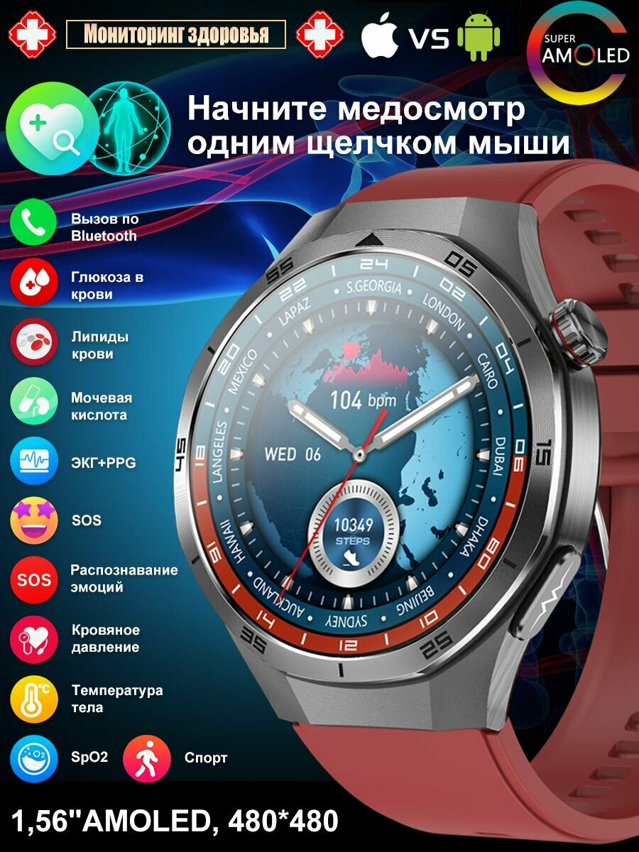 Умные часы здоровья с экг и измерением давления, с функцией вызова по Bluetooth, артериального давления, с калькулятором,