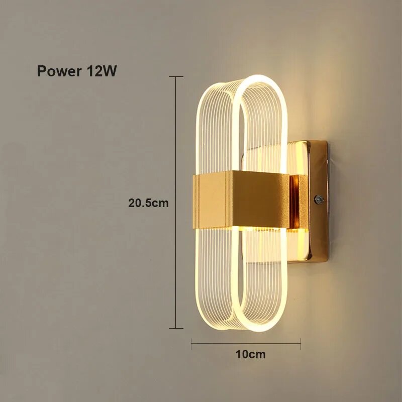 Супер яркий настенный светильник, 20.5x10cm, 12W, Tricolor Dimming, Golden-vertical line