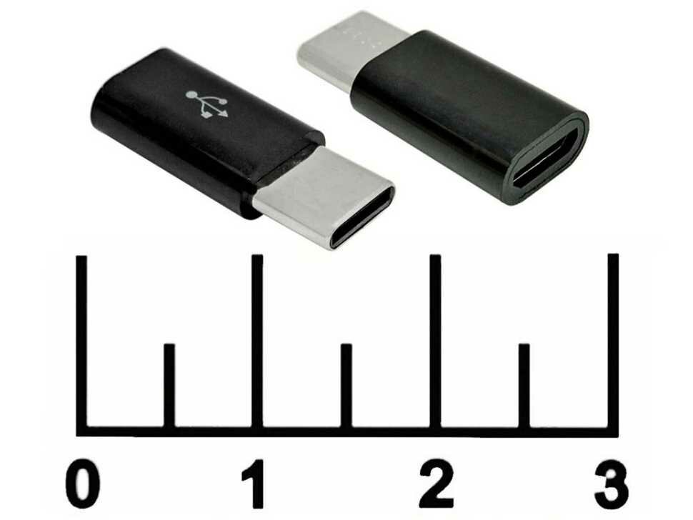 Переходник Type C штекер/micro USB 5pin гнездо Cablexpert (черный)