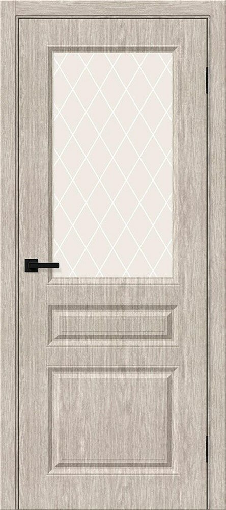 BRAVO Межкомнатная дверь 200*60, Скинни-15, Cappuccino Melinga / White Сrystal , Эко Шпон 200*60 Cappuccino Melinga