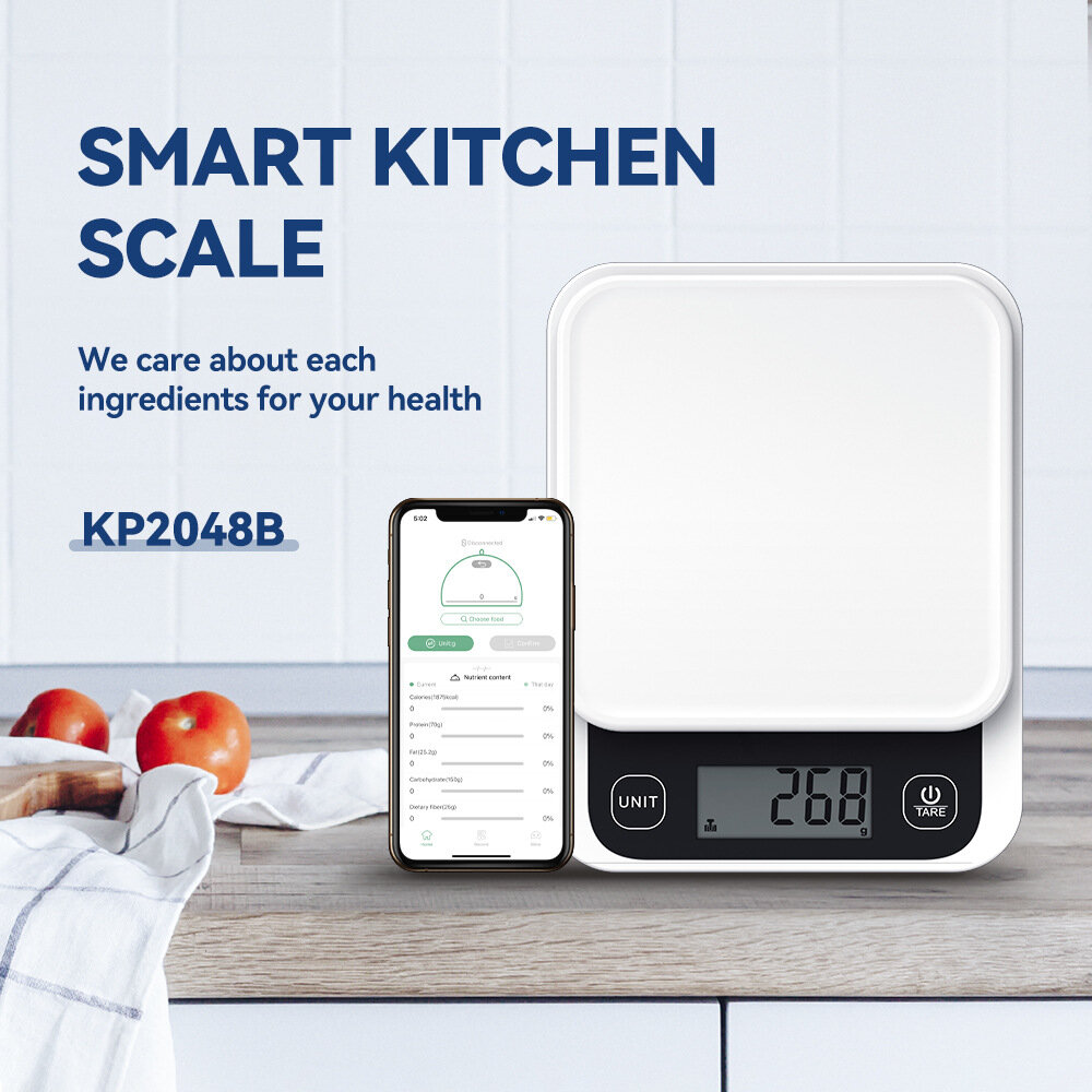 Xiaomi Youpin Электронные кухонные весы KP2048B, точность 5 кг, питание от 2хAAA, Белый