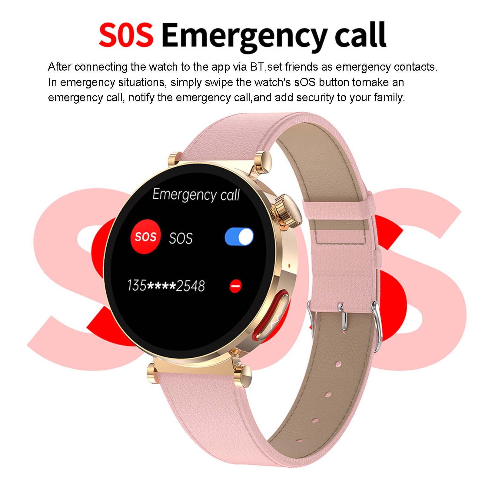 Умные часы для женщин, 1.27 дюйма, 360x360, с Bluetooth 5.2, мониторингом давления и сердечного ритма
