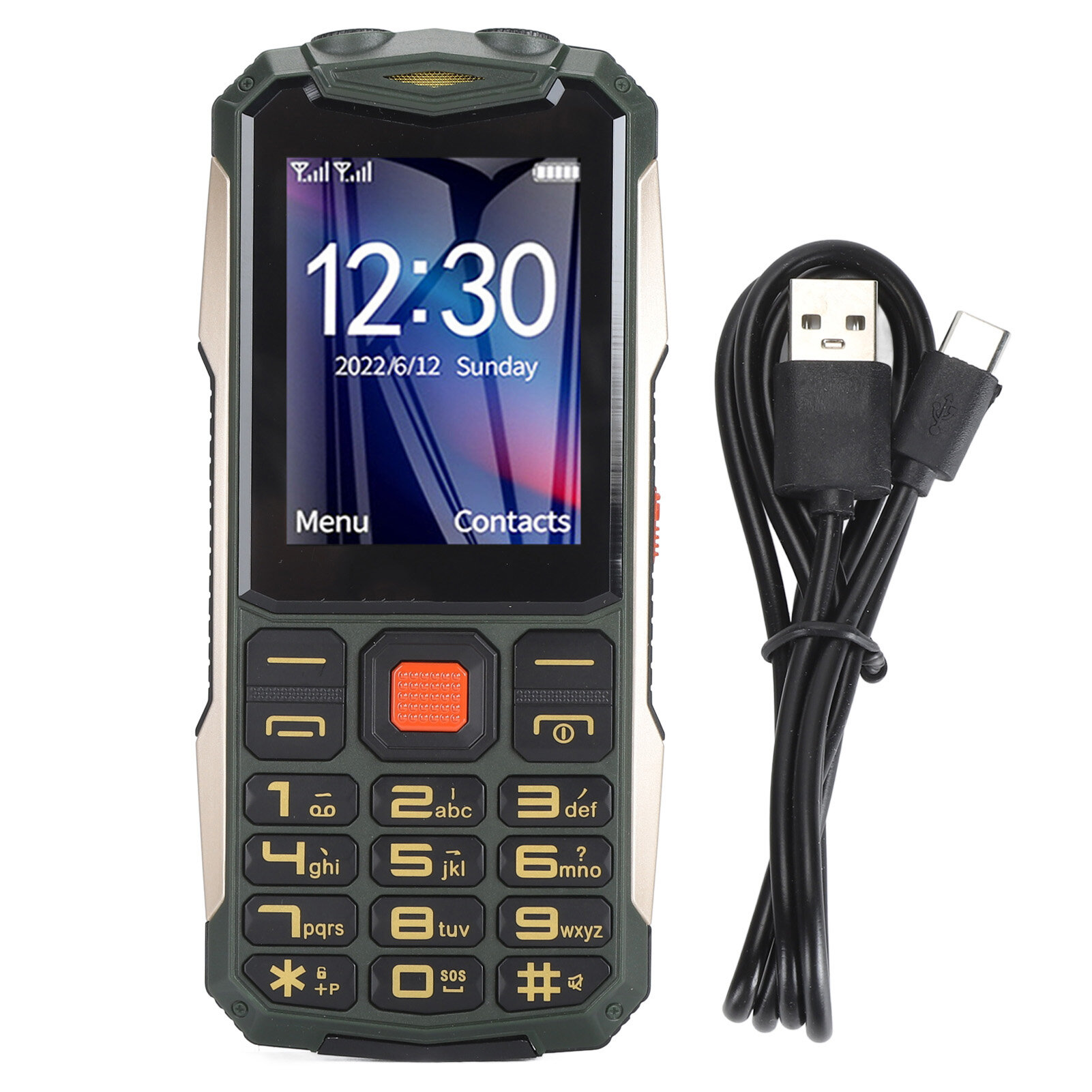 Мобильный телефон для пожилых людей 2G, ультратонкий, 4800 мАч, две SIM-карты, двойной режим ожидания, чистый звук, экран 2,6 дюйма, сигнал SOS, противоскользящая текстура, зеленый