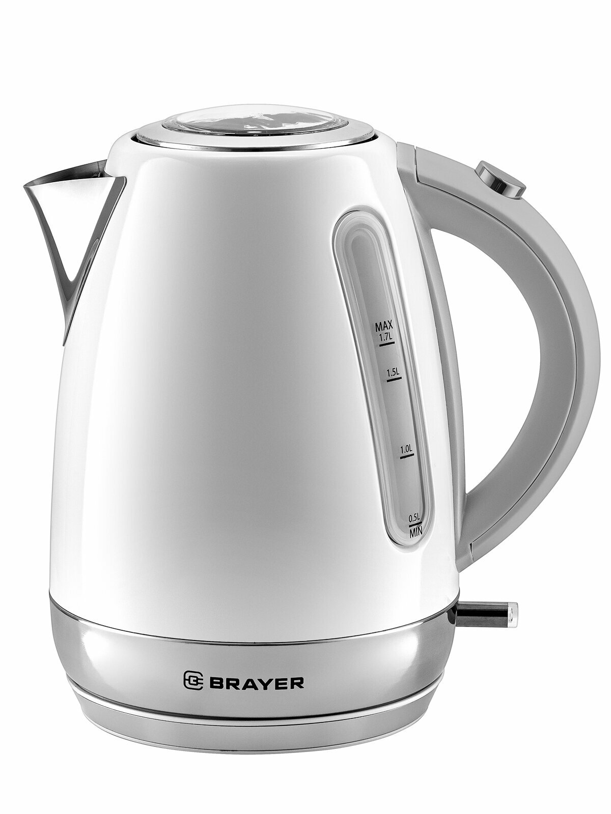 Чайник BRAYER BR6110 белый, корпус: металл, 1,7 л, 2200 Вт, диск — фото 1