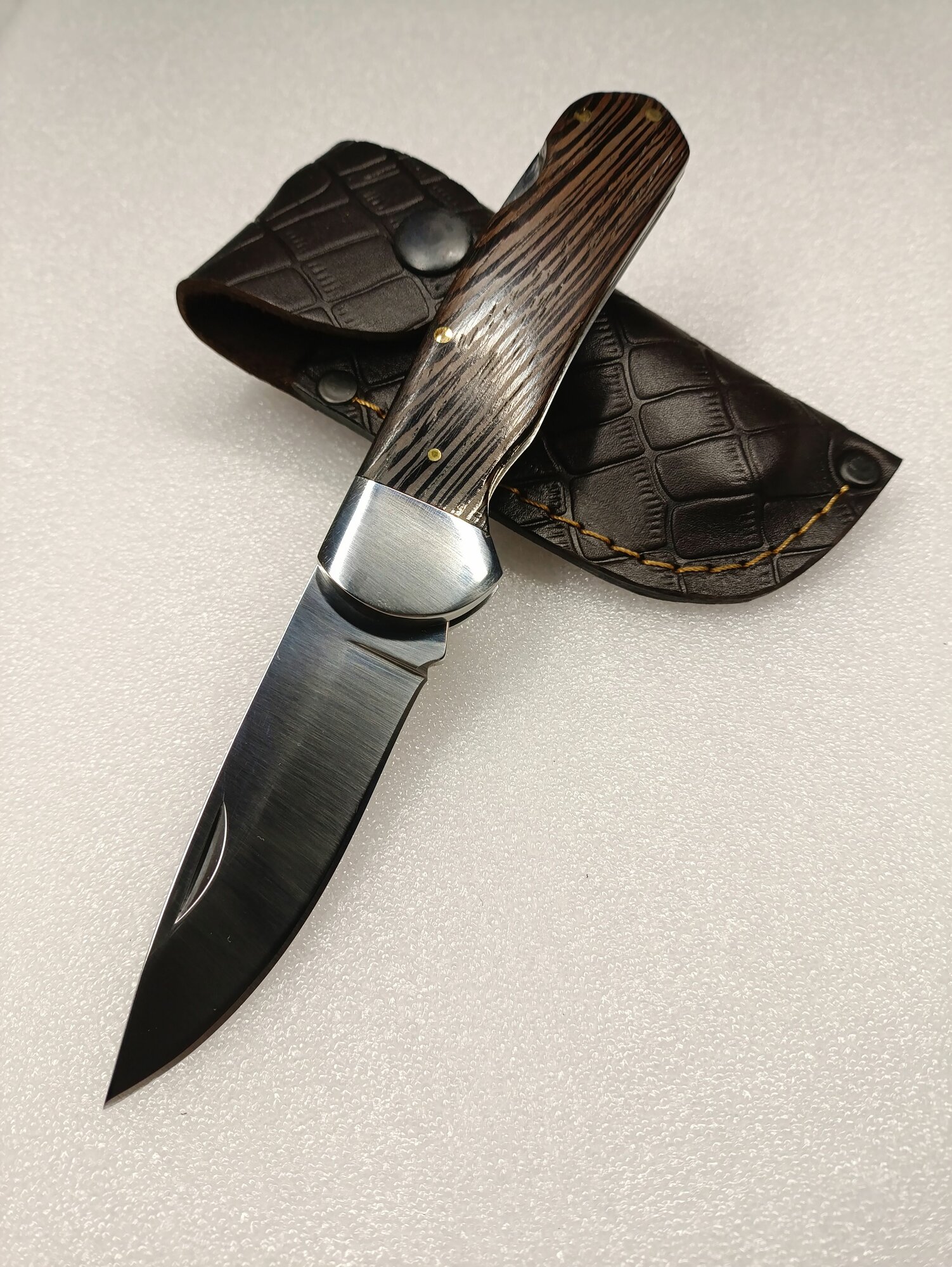 Нож складной Таёжник сталь 65x13 длина 19см ручная работа ножны натуральная кожа в комплекте