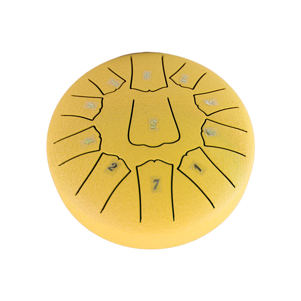 Steel Tongue Drum 6 Inch 11 Notes D Key Carbon Steel Dark Blue Gold Blue Purple 15.7*8cm 600g с Drum Mallets Drumstick Stand Hand Protective Cover Musical Scale Stickers Carrying Bag
