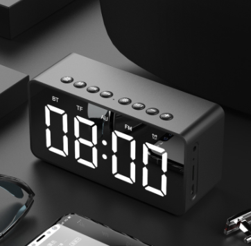 Беспроводной дисплей LED мини-зеркало экран двойной будильник bluetooth колонка для мобильного телефона ноутбук (Цвет : Черный) Bluetooth версия V5.0 протоколы A2DP AVRCP HFP HSP дальность 10M встроенный микрофон время зарядки 2-3H время воспроизведения