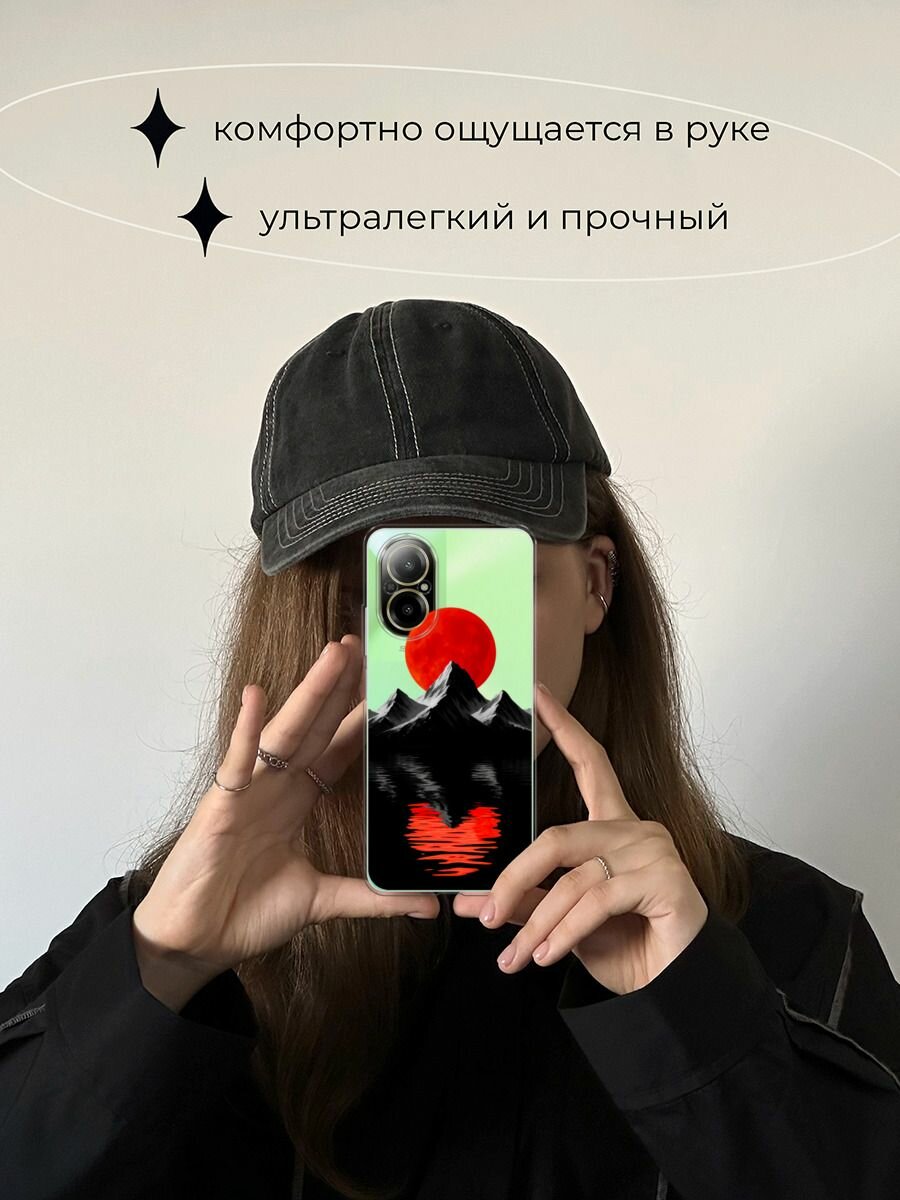 Чехол на Realme C67 4G / Реалми C67 4G с принтом Черная гора, прозрачный — фото 1