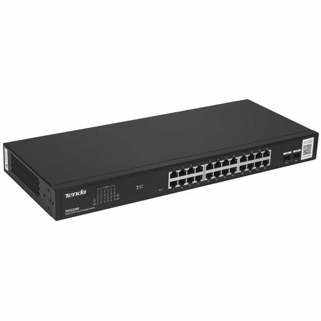 TEG2226F Tenda TEG2226F Коммутатор облачный управляемый, 24x1 Гбит/с, SFP 2x1 Гбит/с, установка в стойку, металлический