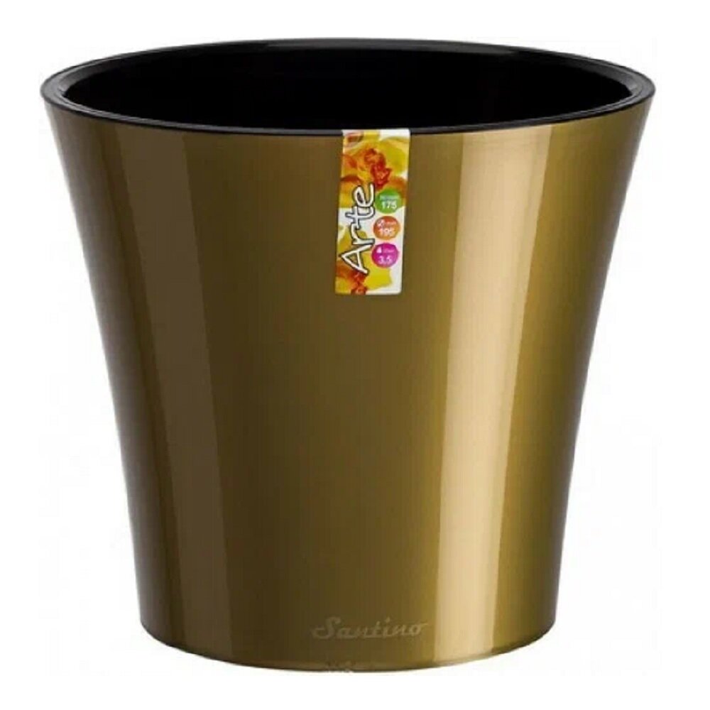 Горшок цветочный ARTE, с дренажным отверстием, золотистый/черный, 0,6 л