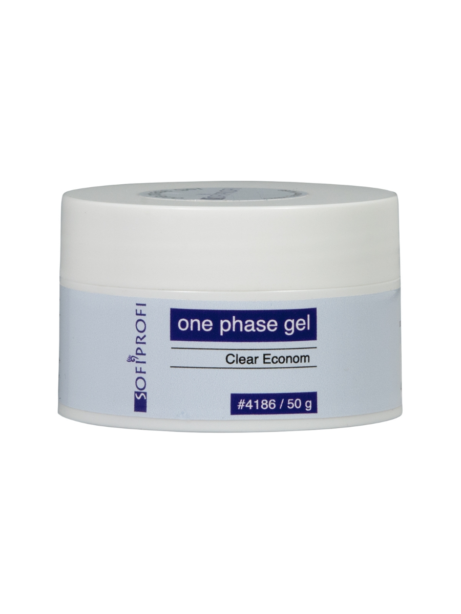 Однофазный гель для наращивания ногтей Прозрачный Clear Econom Sofiprofi One Phase Gel Clear Econom, 50 мл
