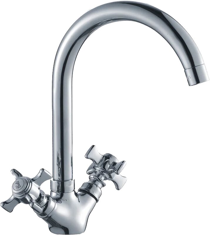 Смеситель для кухни Haiba HB24 HB4624 с поворотным изливом, хром, глянцевый, вентильный, латунный