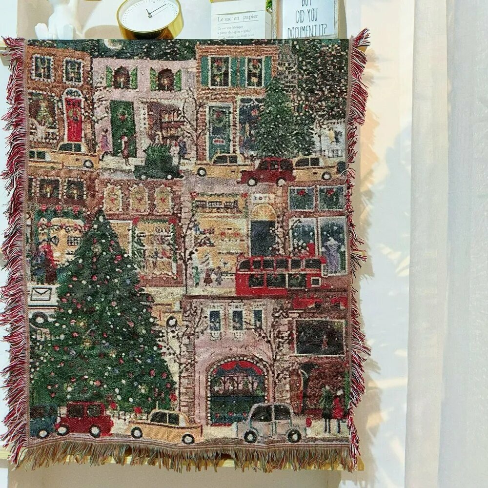 Плед вязаный, пэчворк Ретро-одеяло для дивана , Вельвет, Искусственная шерсть, 160 см х 130 см