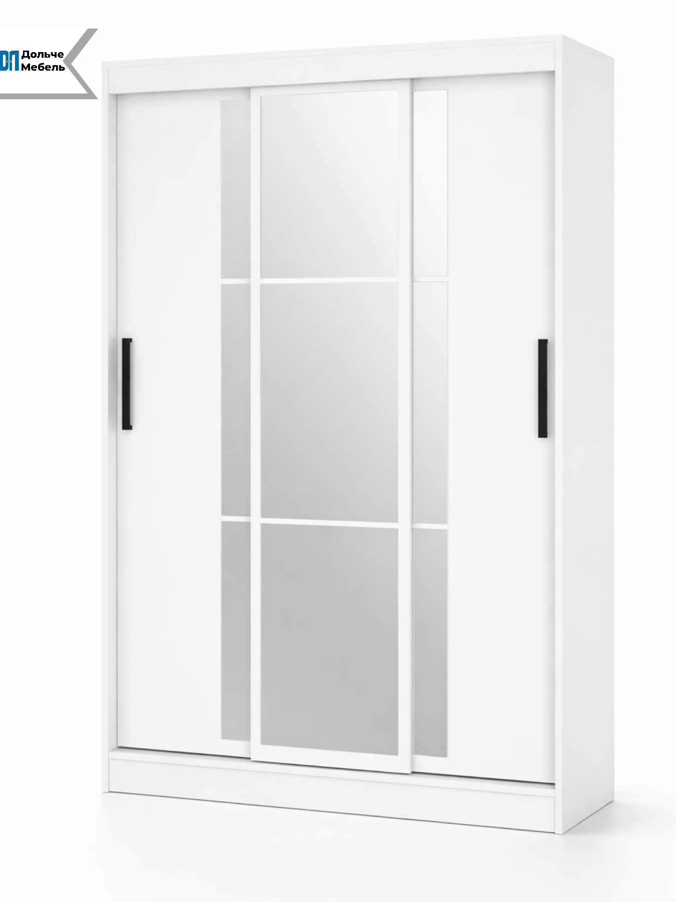 Шкаф-купе для одежды с зеркалом Тайм ШКК-03, 131 см, белый, в спальню