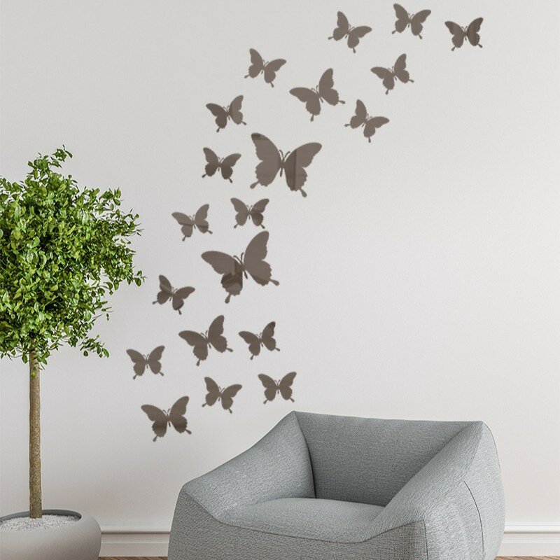 Наклейки на стену в виде кристаллов-бабочек, акриловые объемные наклейки для спальни, гостиной, декора стены за