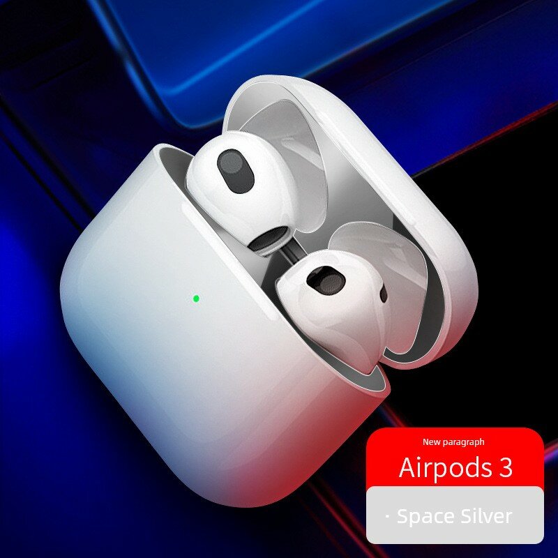 Премиум серебристые защитные наклейки от пыли - 1 упаковка для Apple AirPods 3