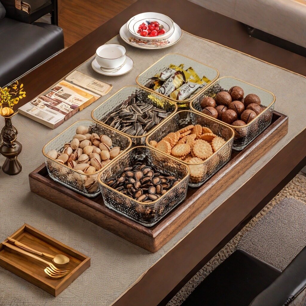 Новая фруктовая тарелка в китайском стиле для гостиной, кофейного стола, коробка для хранения сухофруктов и семян подсолнуха, конфетная тарелка, поднос для закусок и чая, фруктовая тарелка
