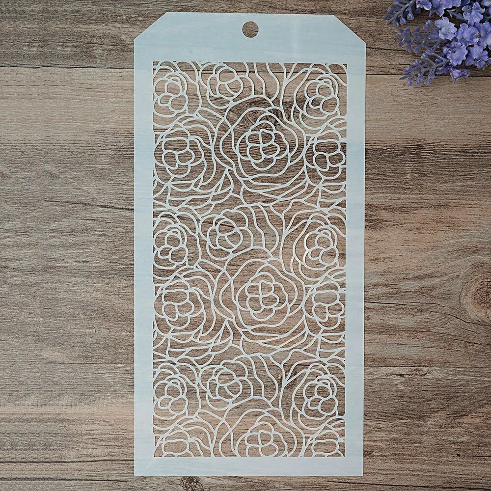 Трафарет для рисования с цветами 12x24 см, ST1224124