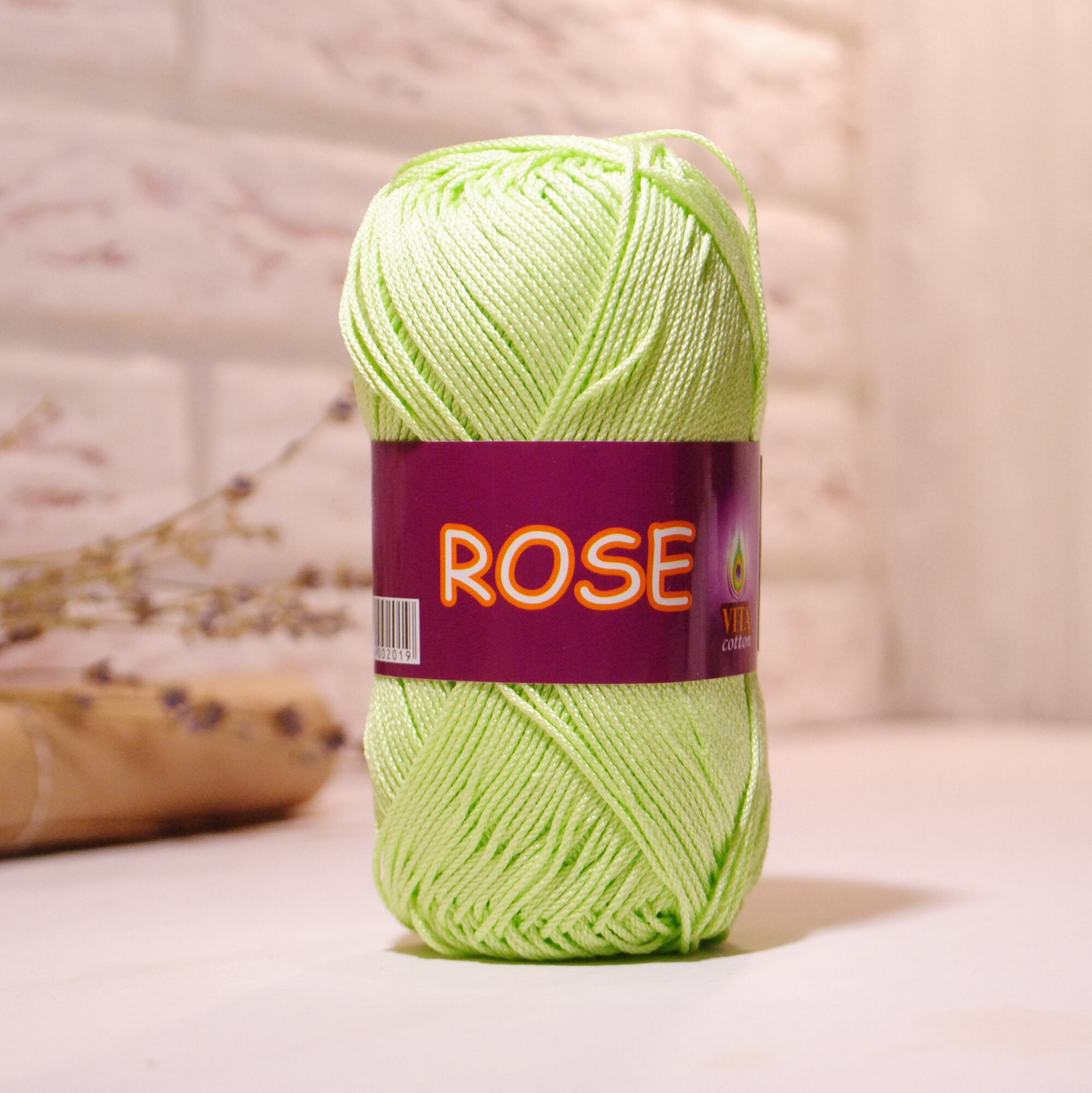 Пряжа Vita Cotton Rose, 3910 салатовый, хлопок двойной мерсеризации 100%, 50 г, 150 м