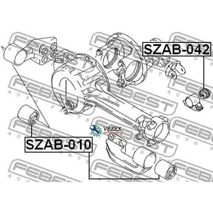 FEBEST SZAB010 сайлентблок дифференциала!\ Suzuki Grand Vitara/Escudo SQ416/SQ420/SQ625 98-06