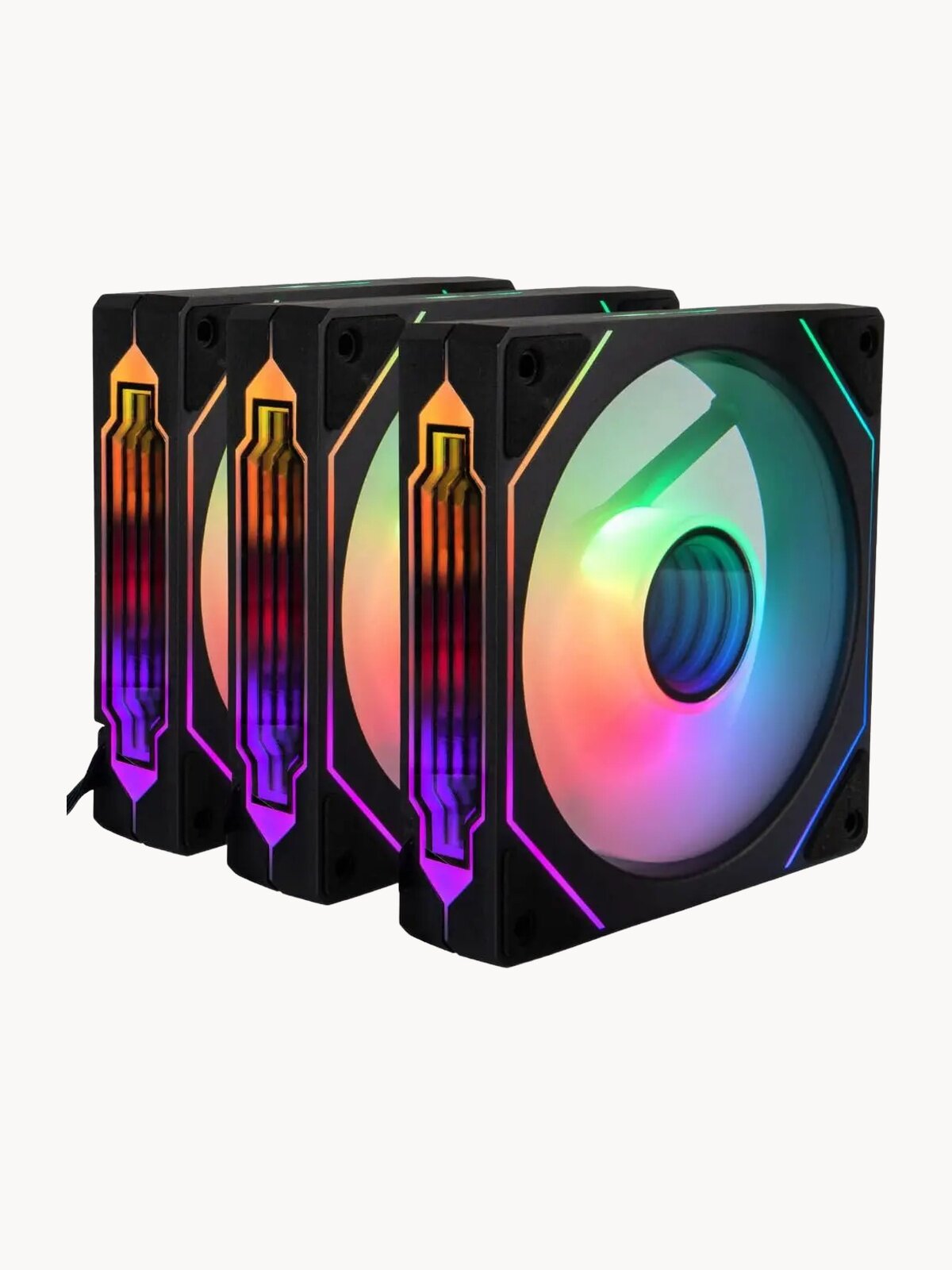 3шт. Выдув Прямой Корпусный вентилятор ARGB 120 мм PRISM 4PRO Черный Прямой